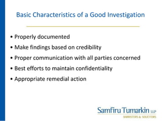 CONDUCTING A WORKPLACE INVESTIGATION | PPT