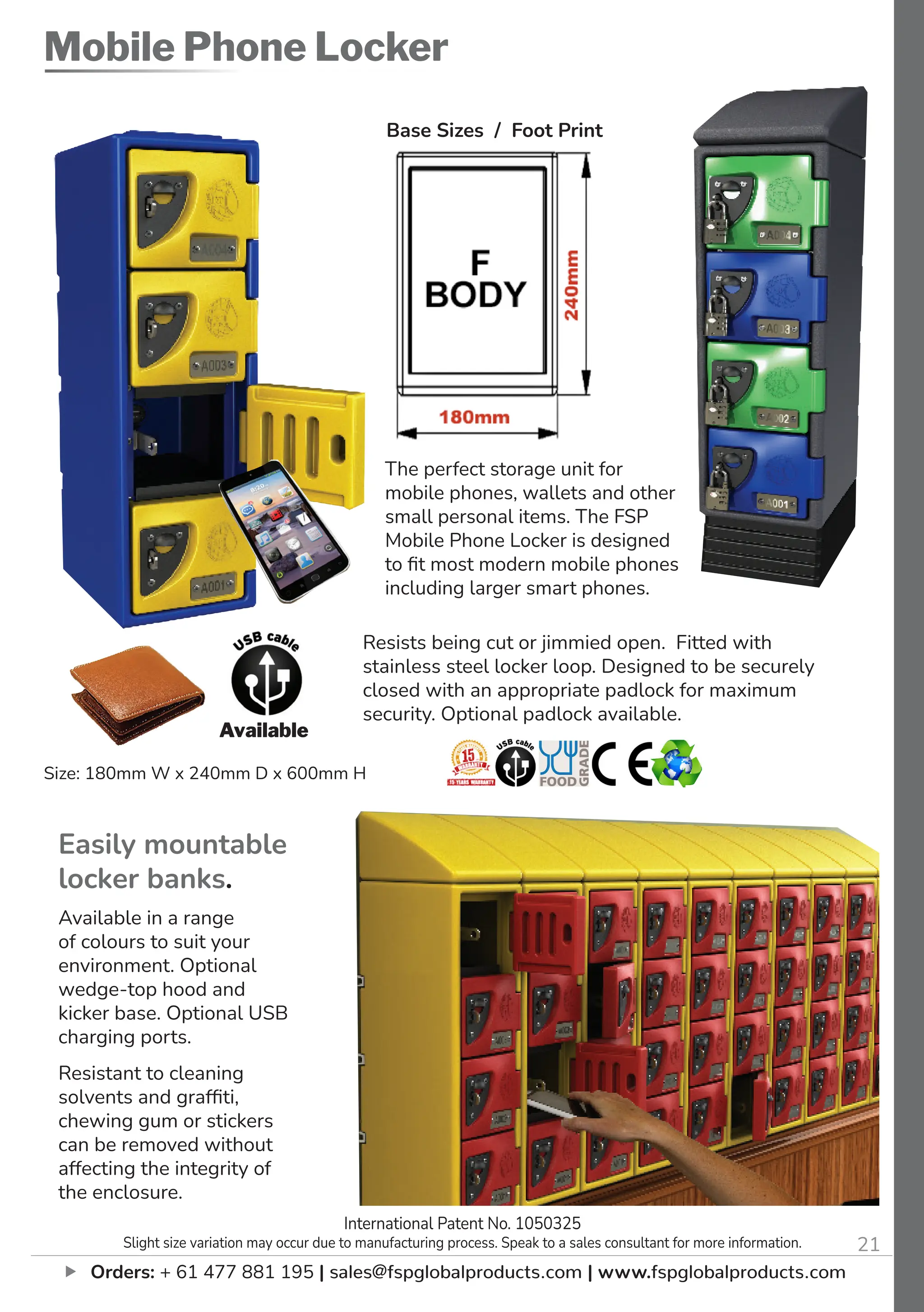 Workplace Lockers Catalogue Global FSP America | PDF