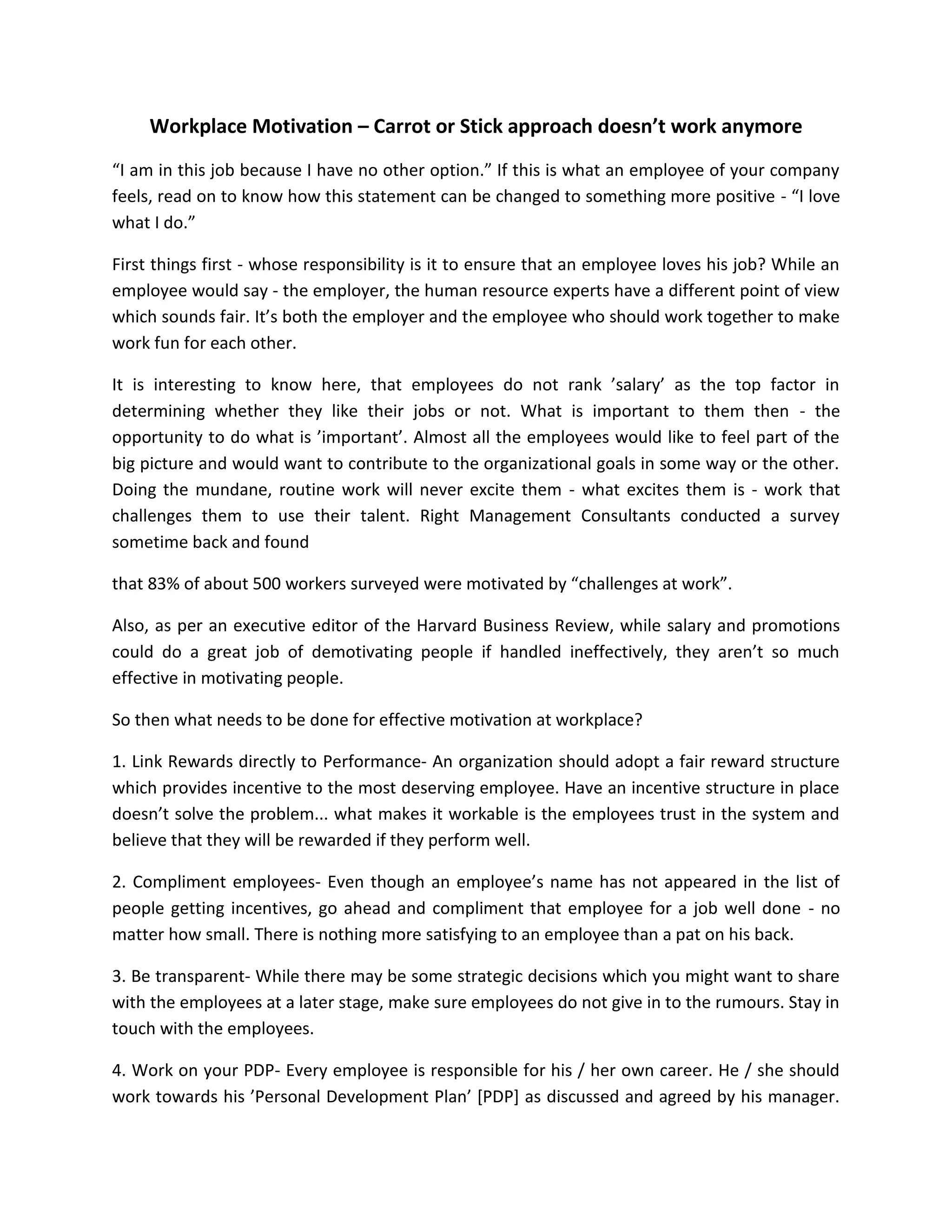 Workplace motivation | DOCX