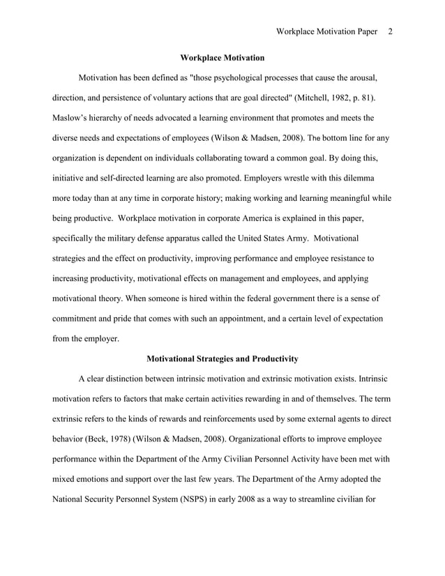 Workplace motivation paper | PDF