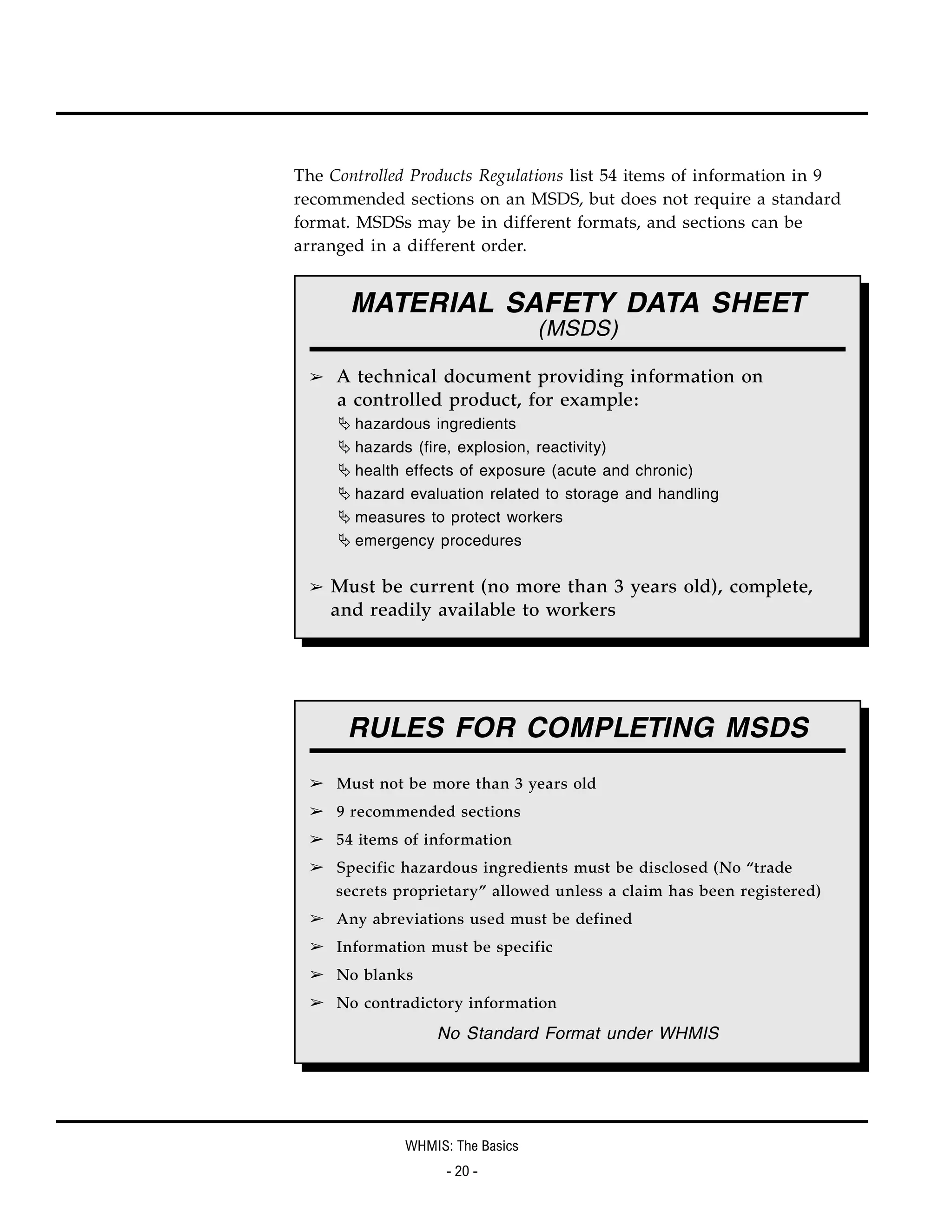 Workplace safety 101 workplace hazardous materials information system (whmis) | PDF