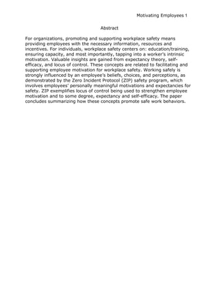 Workplace Safety Motivation | PDF