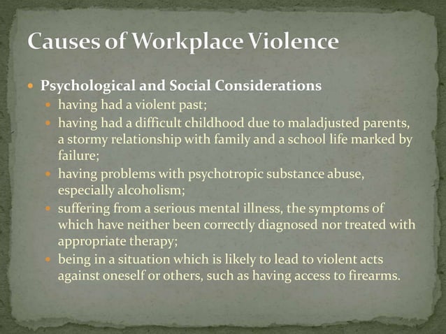WORKPLACE VIOLENCE-presentation.pptx | Injuries | Diseases and Conditions