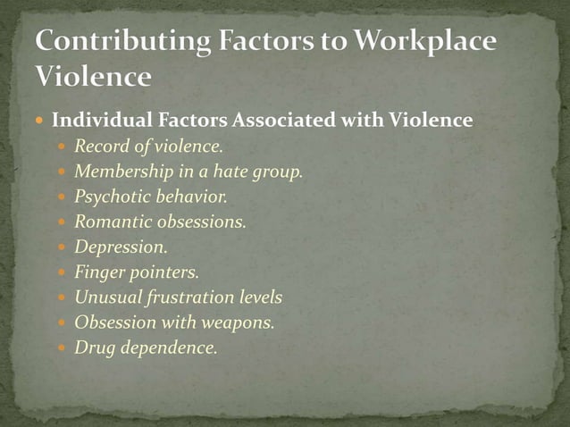 WORKPLACE VIOLENCE-presentation.pptx | Injuries | Diseases and Conditions