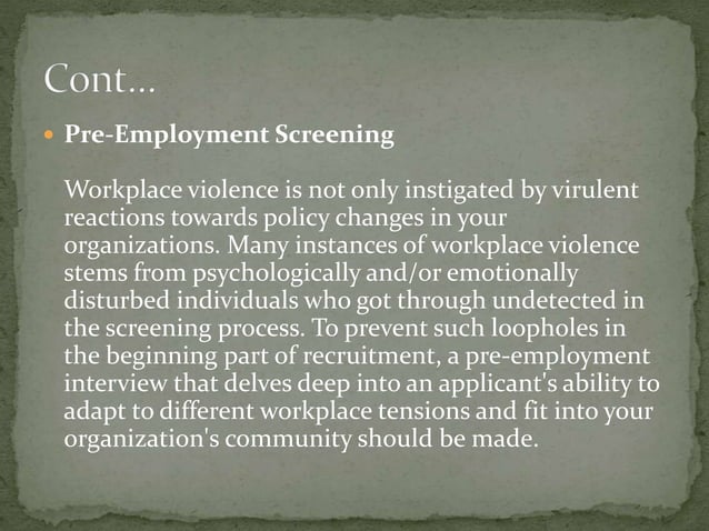 WORKPLACE VIOLENCE-presentation.pptx | Injuries | Diseases and Conditions
