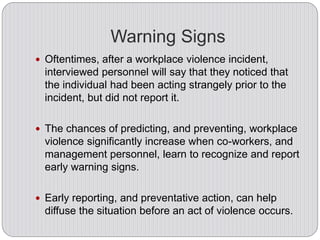 Workplace Violence Training | PPTX | First Aid | Injuries