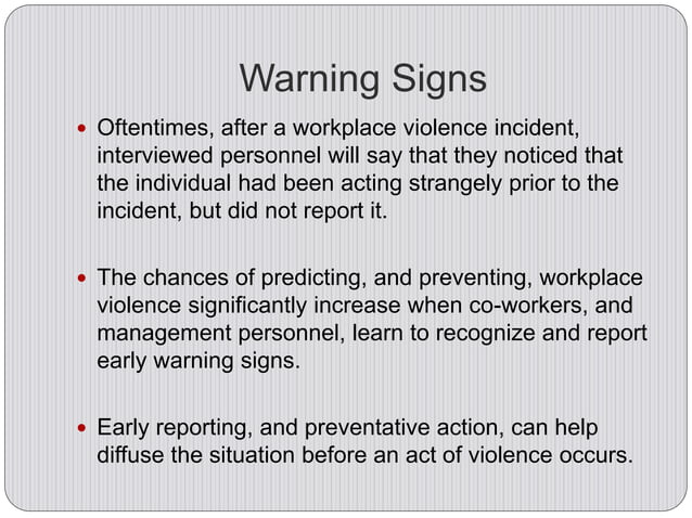 Workplace Violence Training | PPTX | First Aid | Injuries