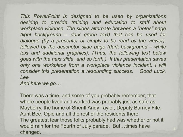 Workplace Violence With Script | PPTX