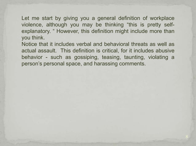 Workplace Violence With Script | PPTX