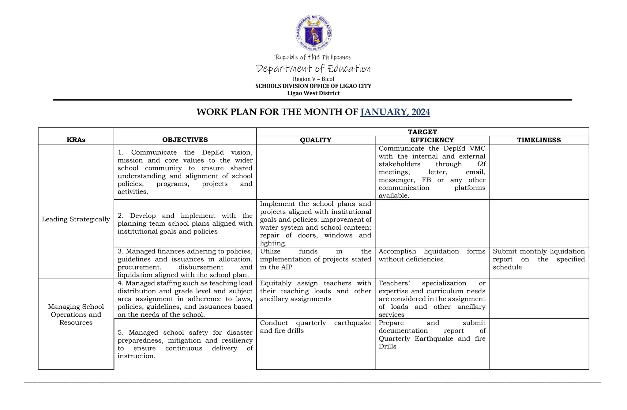 work plan and accomplishment report of School Head | DOCX