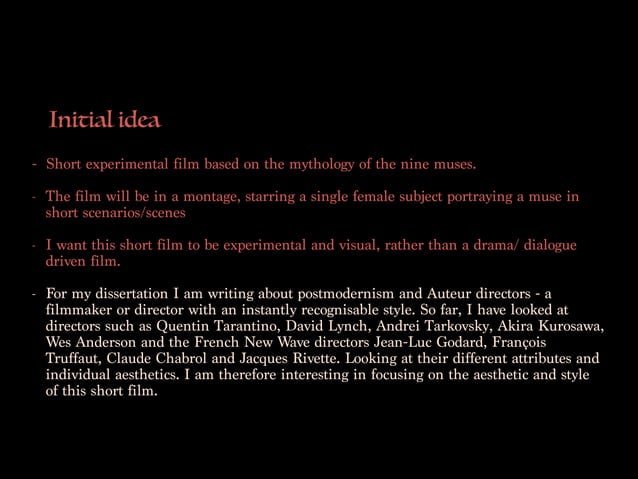 Experimental Film idea Presentation Yr3 | PPT