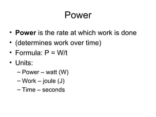 Work, power and machines with pitucres | PPT