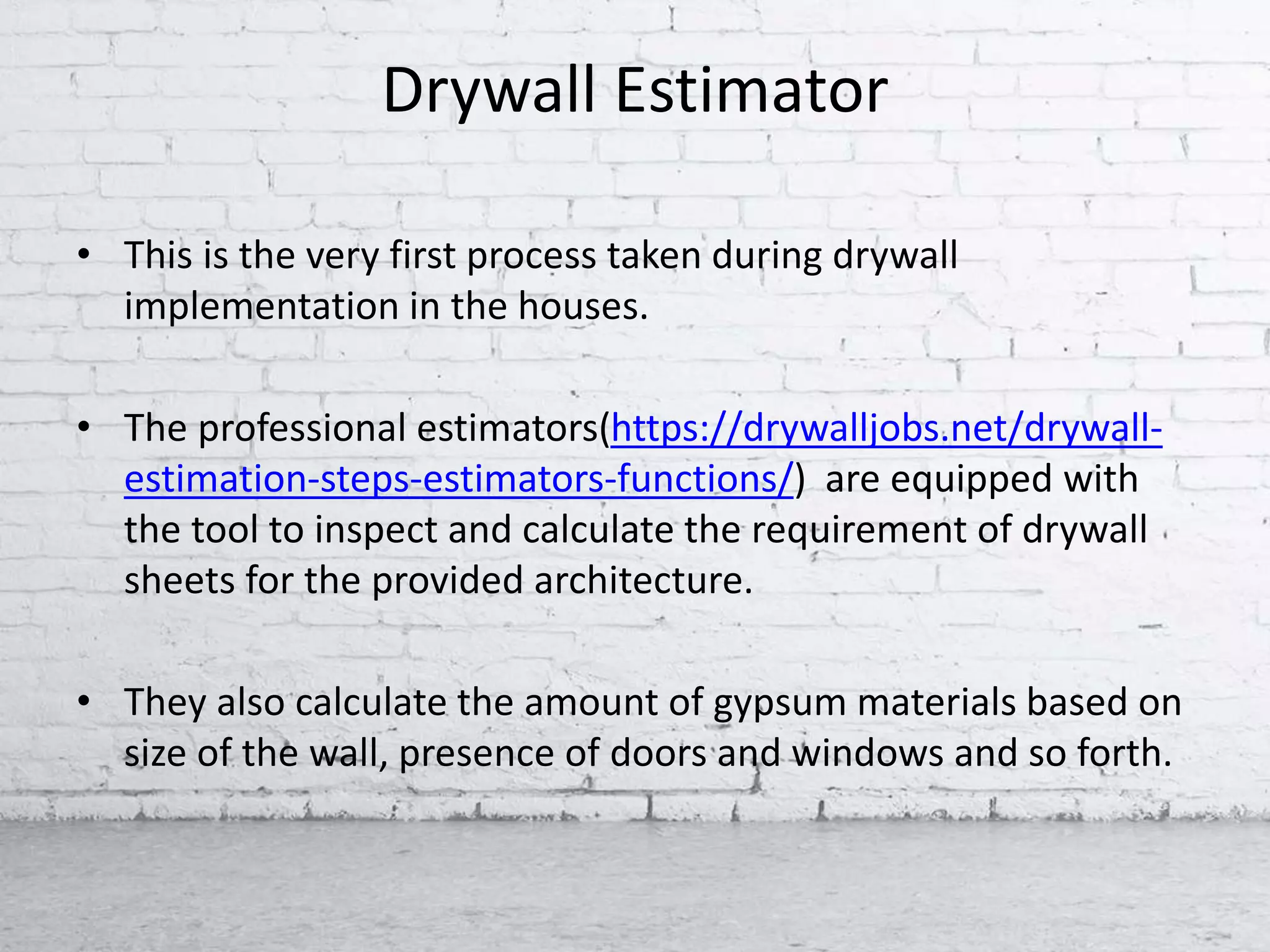 Work process in drywall installation | PPT