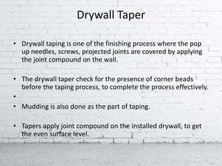Work process in drywall installation | PPT