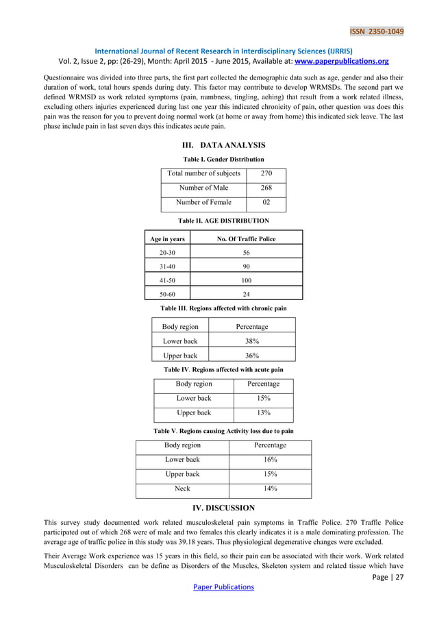 Work related musculoskeletal symptoms among Traffic Police: Cross ...