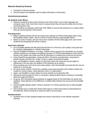 Easybib Lesson Plan | PDF | Desktop Publishing | Computer Software and ...