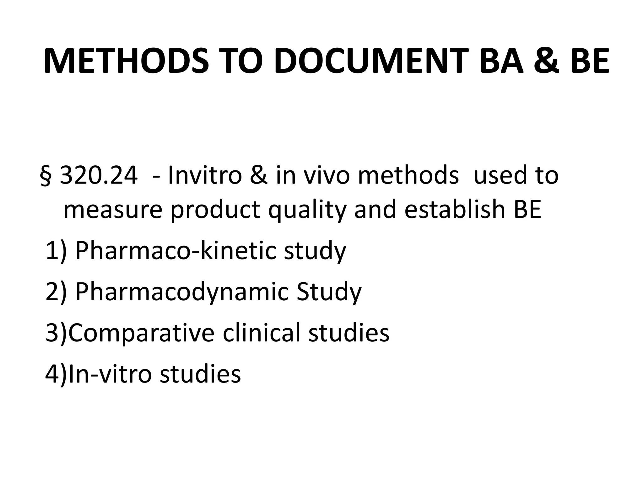 Regulatory requirements-BA/BE Studies | PDF