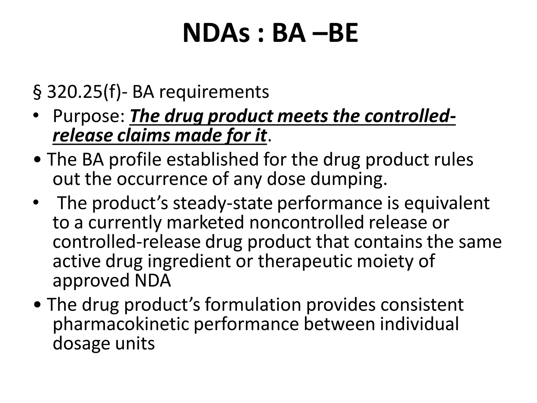 Regulatory requirements-BA/BE Studies | PDF