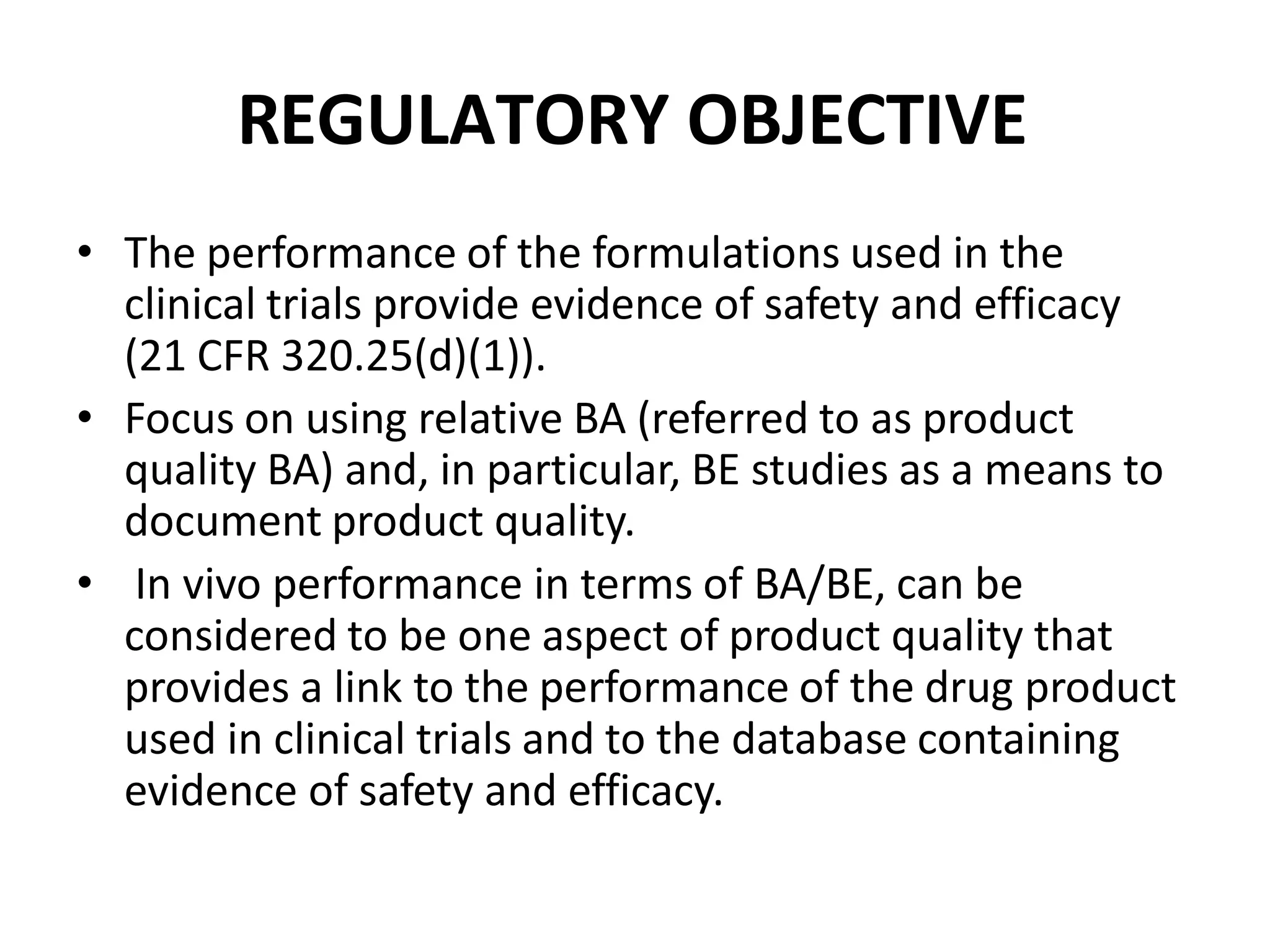 Regulatory requirements-BA/BE Studies | PDF