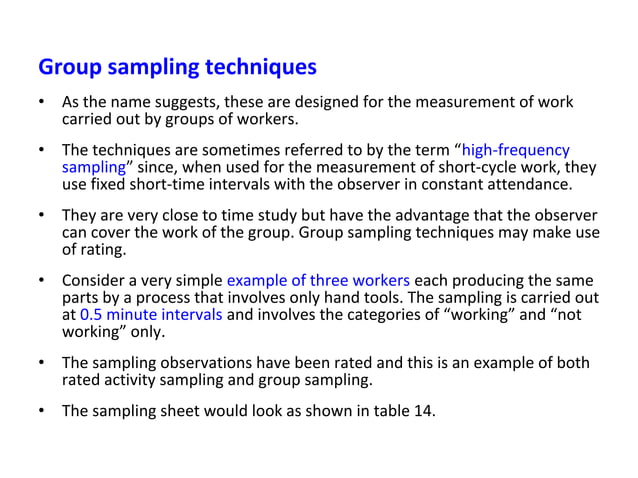 Work sampling and structured estimating | PPT