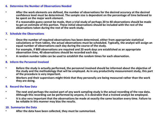 Work sampling and structured estimating | PPT