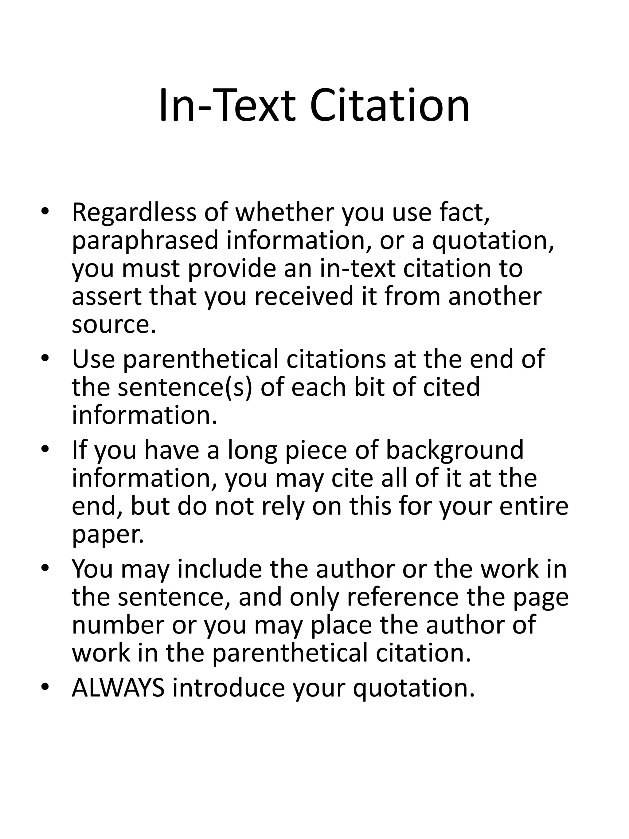Works cited in-textcitation | PPTX