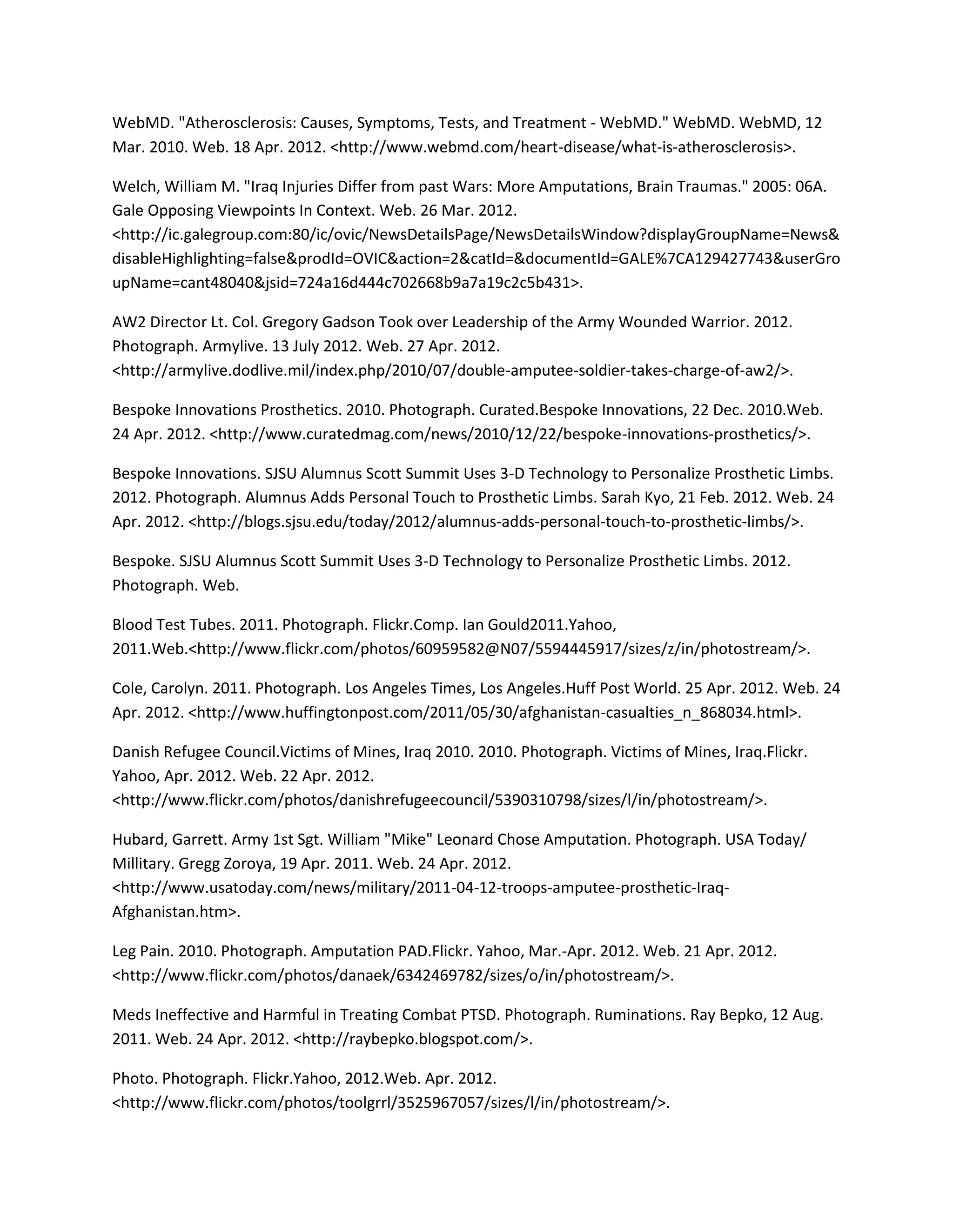 Works Cited Amputations | DOCX | Physical Therapy | Wellness