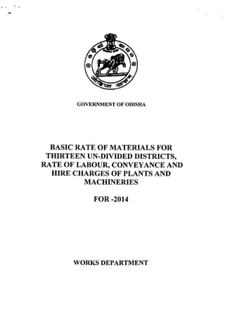Works department odisha (rate chart 2014) | PDF