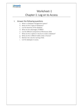 Question bank for the chapter m s access | PDF