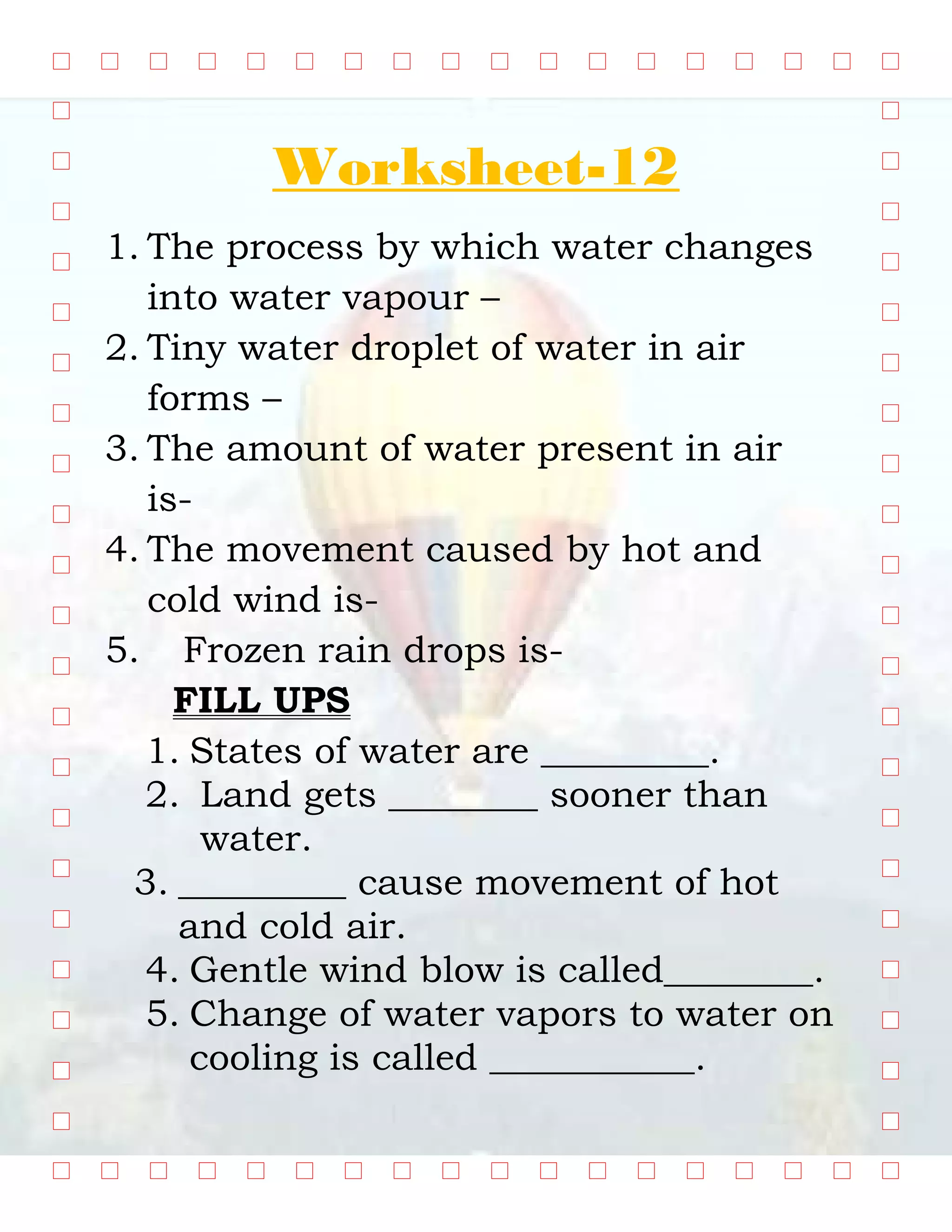 AIR,WATER AND WEATHER | PDF