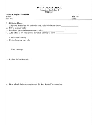 Computer Worksheets Std 8 | PDF