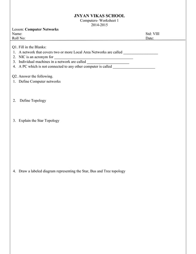 Computer Worksheets Std 8 | PDF