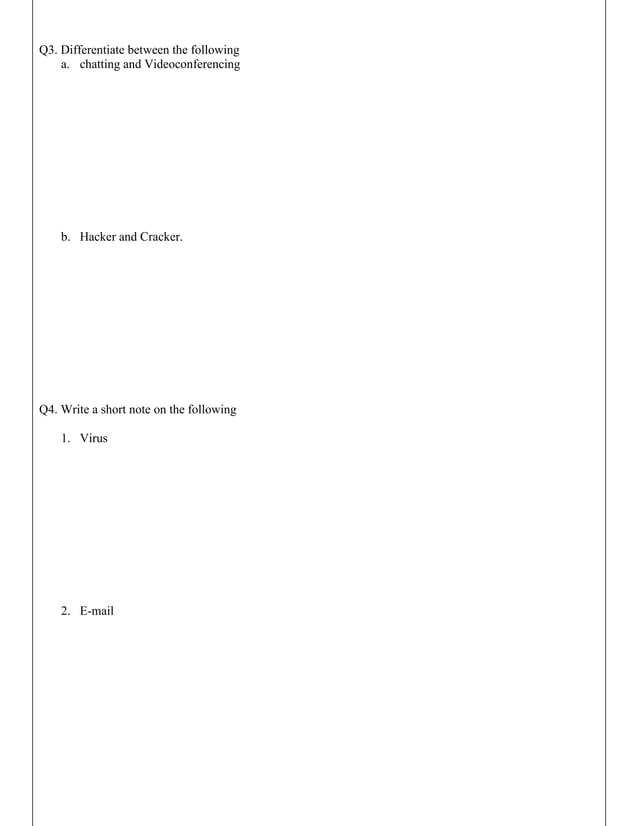 Computer Worksheets Std 8 | PDF