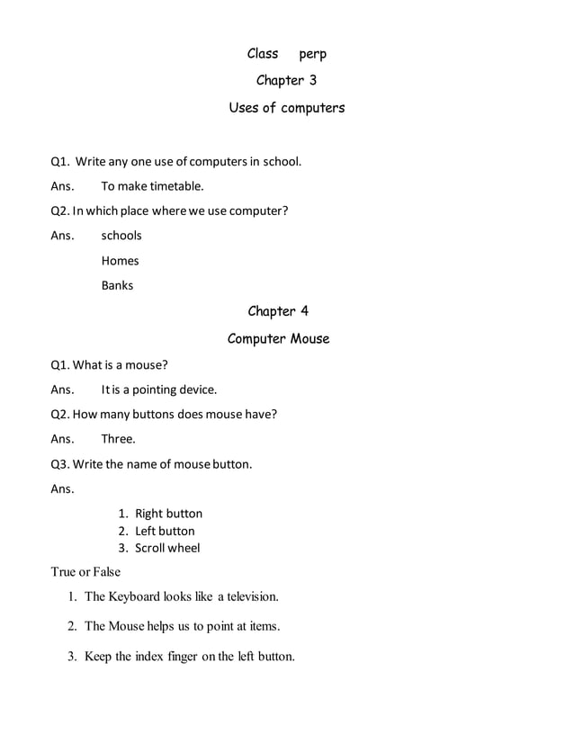 grade prep computer Worksheet | DOCX