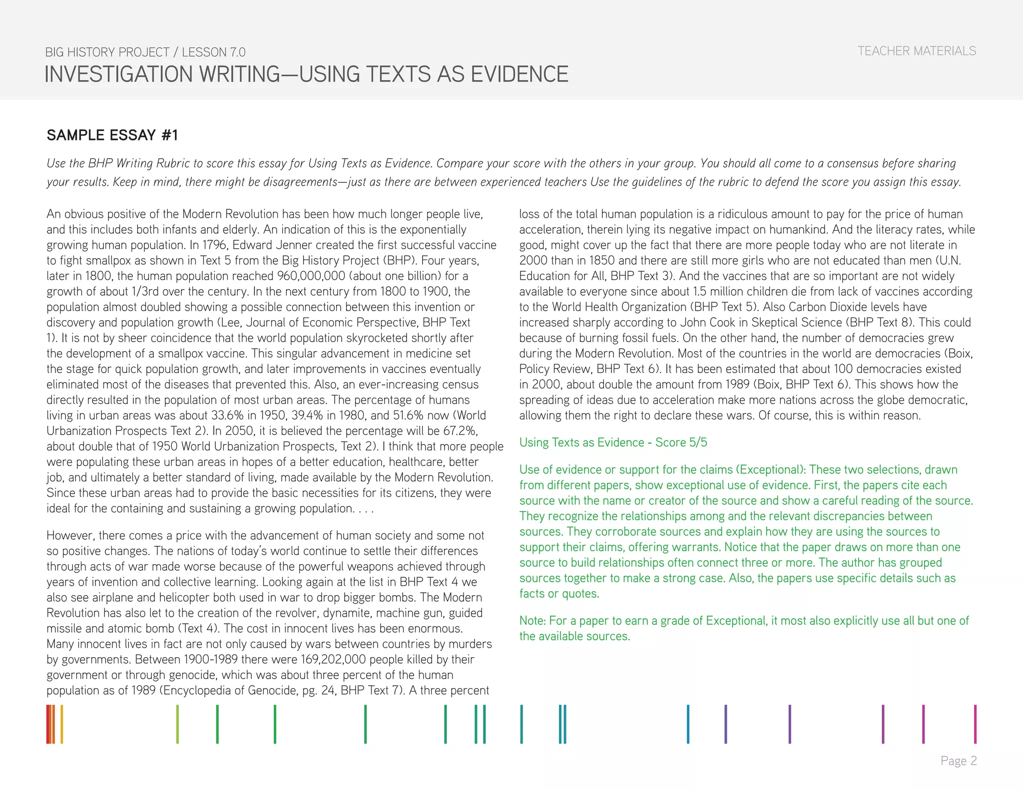 7.0 Investigation Writing - Using Texts as Evidence | PDF