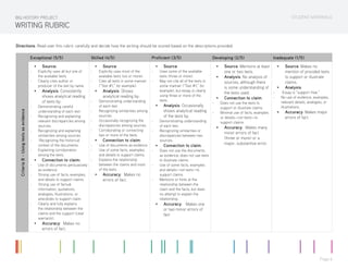 7.0 Investigation Writing - Using Texts as Evidence | PDF
