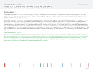 7.0 Investigation Writing - Using Texts as Evidence | PDF