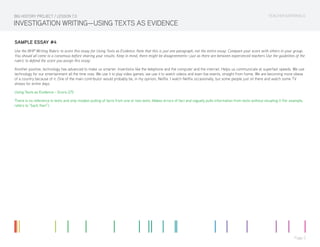 7.0 Investigation Writing - Using Texts as Evidence | PDF