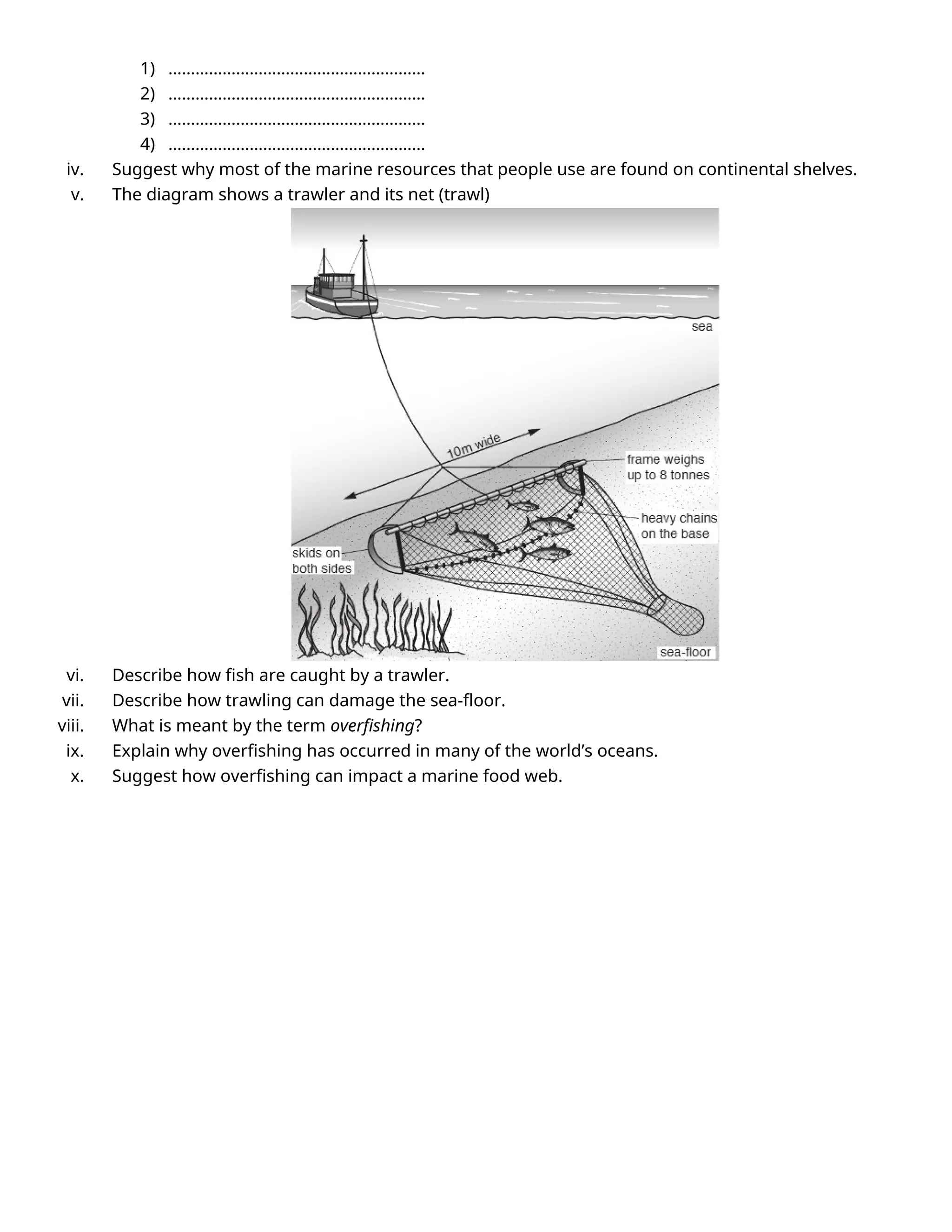 WORKSHEET to revise chapter 5 oceans and fisheries | DOCX