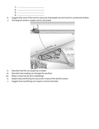 WORKSHEET to revise chapter 5 oceans and fisheries | DOCX
