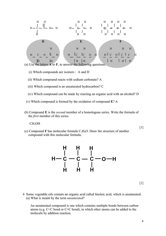 Alcohols and Organic Acid | DOC | Chemistry | Science