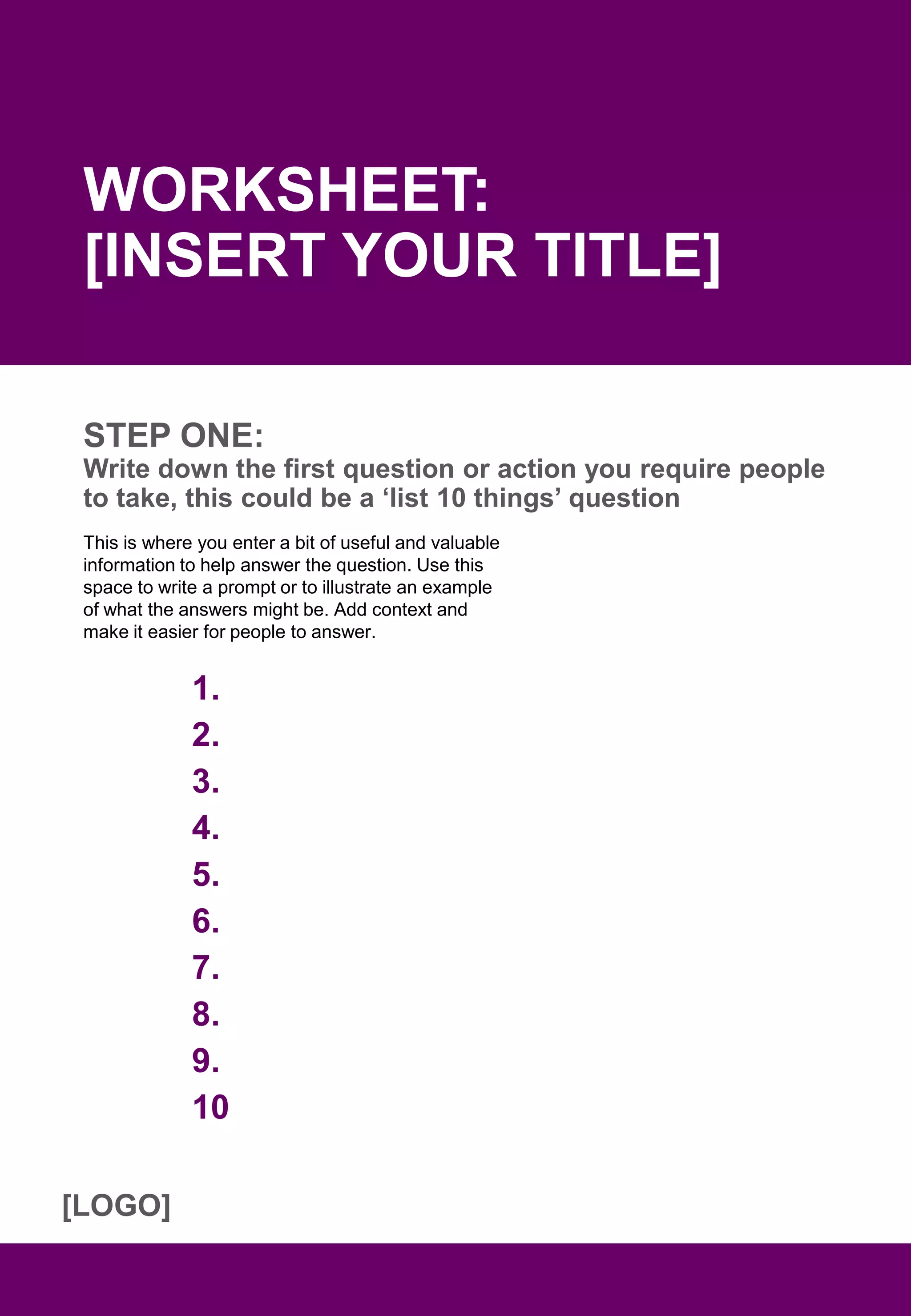 Worksheet Template | PPTX