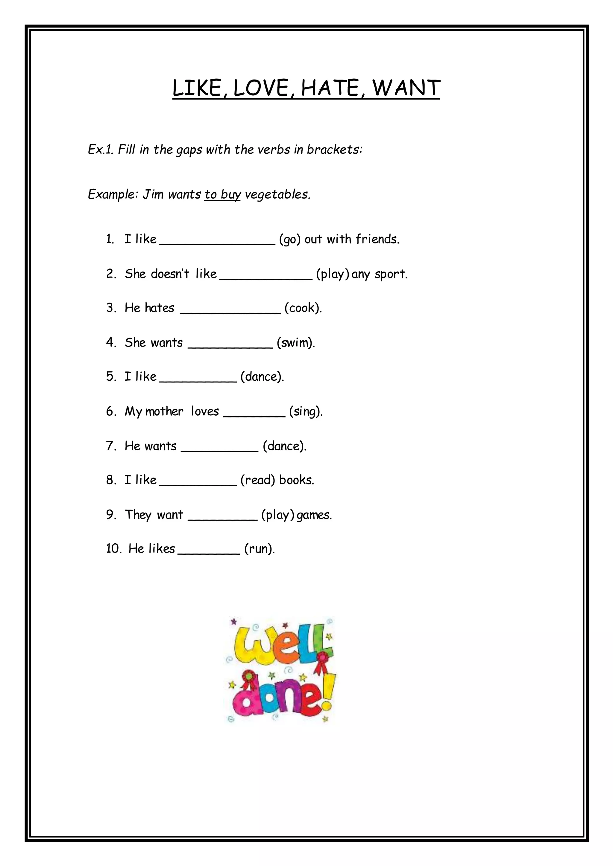 Worksheet infinitive | DOCX