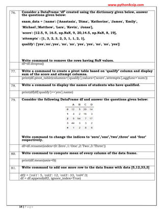 Worksheet - python Pandas numerical py pdf | PDF