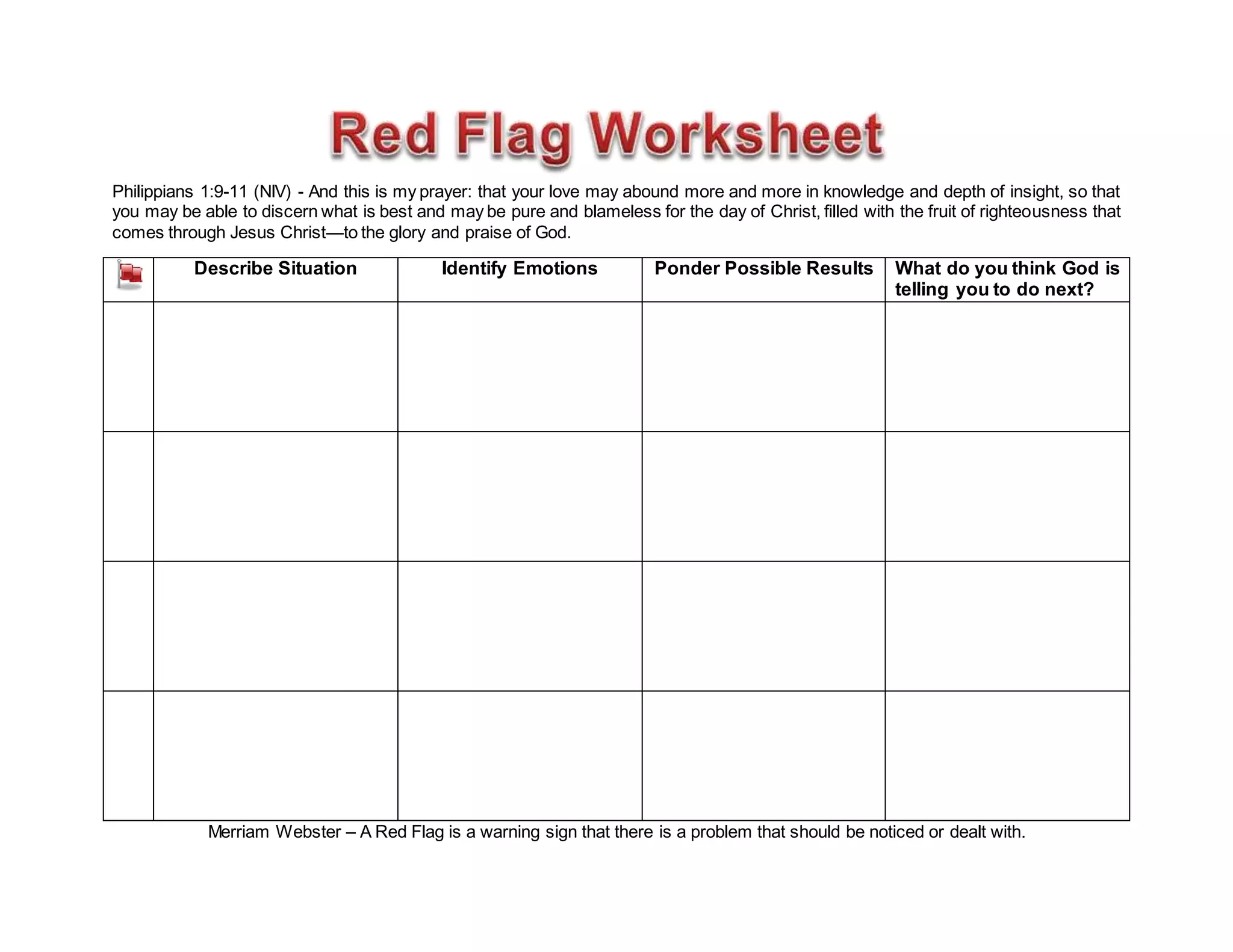 Worksheet red flag | DOCX