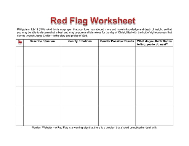 Worksheet red flag | DOCX