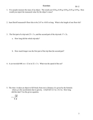 Worksheet Measurements Physics | PDF