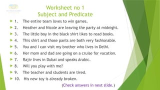 worksheet on subject predicate, types of sentences.pptx
