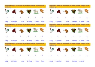 Worksheet 1 animal 5a | PPT