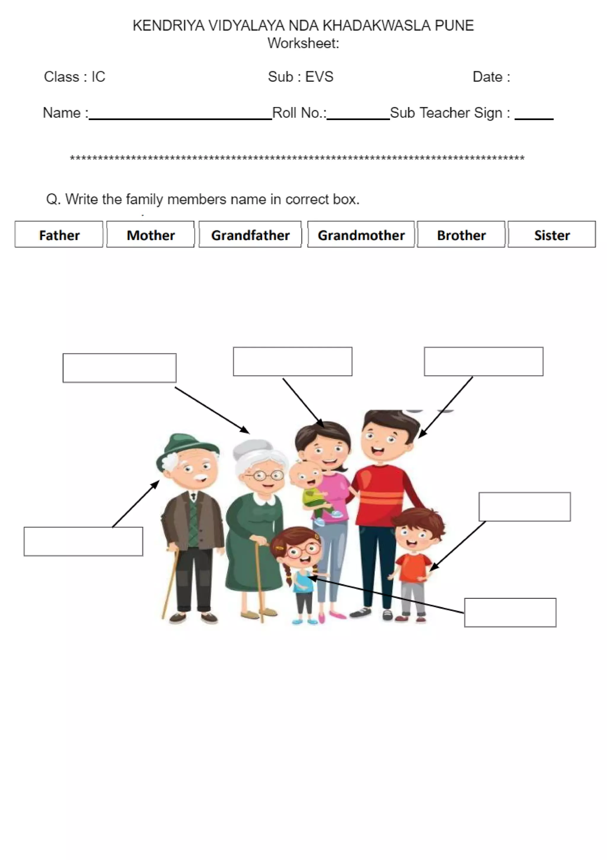 1 Worksheet Primary class kv ENGLIST , EVS | PDF